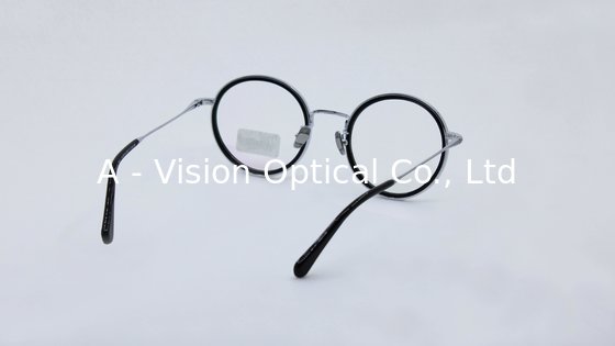 New designer idea double full rim eyeglasses titanium two tone colors fashion retro round glasses for Women Men reading supplier