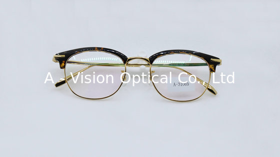 Retro plain glass spectacles Clear Lens Titanium round Frame 50MM light weight fashion eyewear fro Women Men supplier
