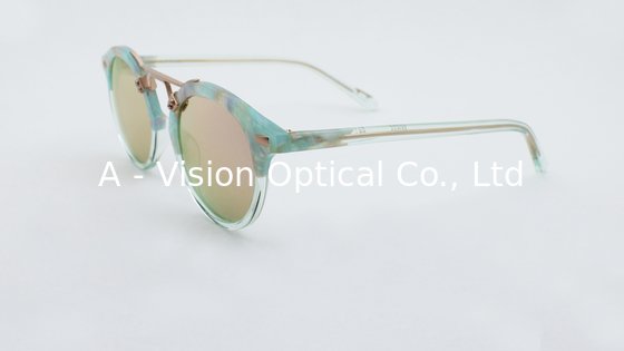 Unisex modern Fashion accessories titanium bridge handmade acetate Sunglasses UV 400 100% Protection Mirrored lens supplier