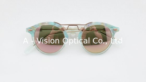 Unisex modern Fashion accessories titanium bridge handmade acetate Sunglasses UV 400 100% Protection Mirrored lens supplier