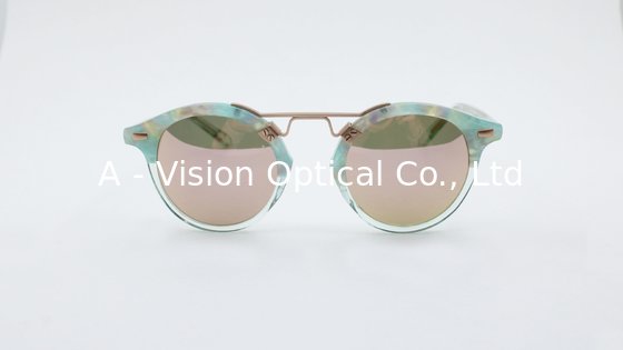 Unisex modern Fashion accessories titanium bridge handmade acetate Sunglasses UV 400 100% Protection Mirrored lens supplier