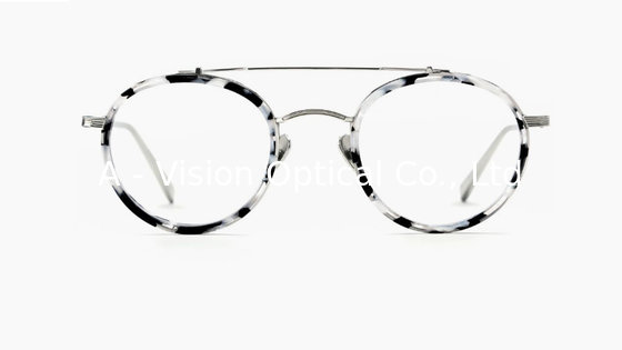 Round retro style Optical Frame for Men Women Titanium Unisex Eyeglass Inlay Acetate rim combiantion Fashion Accessories supplier