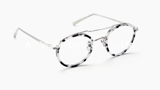 Round retro style Optical Frame for Men Women Titanium Unisex Eyeglass Inlay Acetate rim combiantion Fashion Accessories supplier