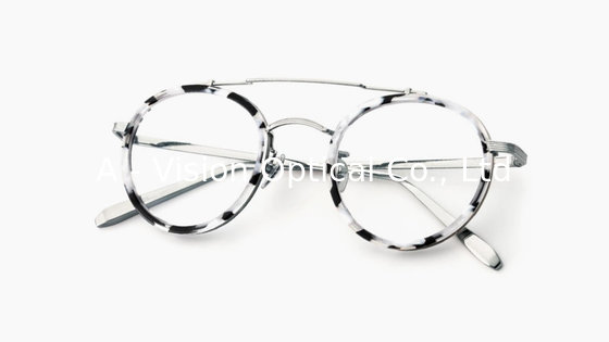 Round retro style Optical Frame for Men Women Titanium Unisex Eyeglass Inlay Acetate rim combiantion Fashion Accessories supplier