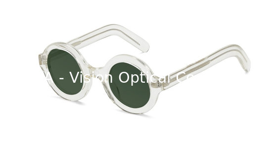 Acetate Polarized Sunglasses Women Men Round Transparent  clear Sun Glasses fashion Unisex eyewear brand design frame supplier