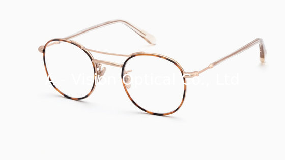 Round Non-Prescription Eyeglasses Pure Titanium Frame with Clear Lens Glasses Eyewear Double Bridges Super Lightweight supplier