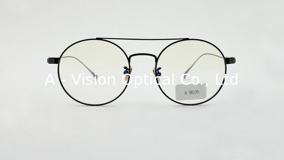 Retro Round Double Bridge Optical Frame High-end Pure Titanium Eyeglasses with clear lenses Anti blue Reading Glassses supplier