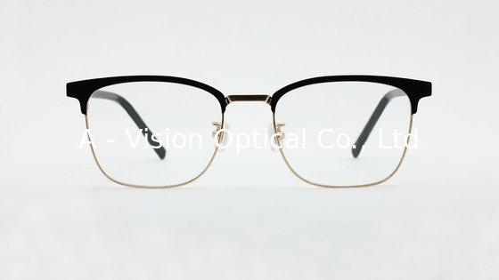 Unisex Rectangular Metal Eyeglasses with Handmade Acetate Combination Eye Frames Blue Light Blocking Reading Glasses supplier