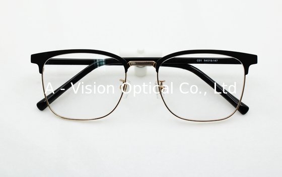 Unisex Rectangular Metal Eyeglasses with Handmade Acetate Combination Eye Frames Blue Light Blocking Reading Glasses supplier