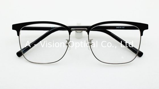 Unisex Rectangular Metal Eyeglasses with Handmade Acetate Combination Eye Frames Blue Light Blocking Reading Glasses supplier