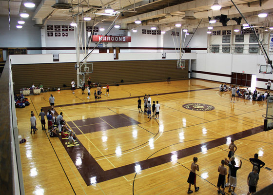 Flat Solid Sports Wooden Flooring , Natural Maple Basketball Court Wood Flooring