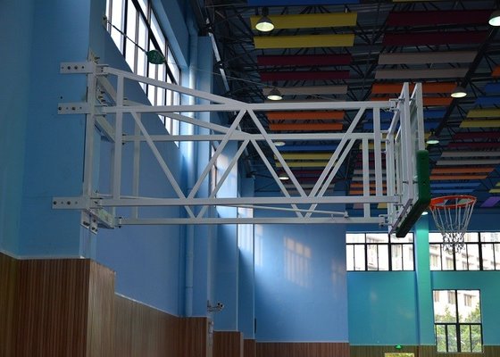 Folding Fixed Type Hydraulic Basketball Stand , Indoor Wall Mounted Basketball Systems
