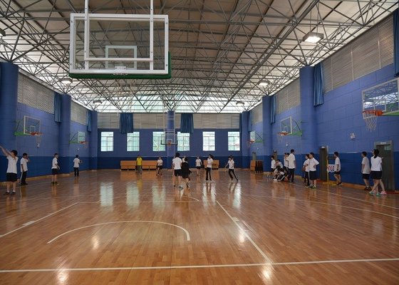Retractable Ceiling Mounted Basketball Goals Electronic For Indoor Match