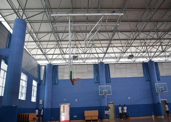 Retractable Ceiling Mounted Basketball Goals Electronic For Indoor Match