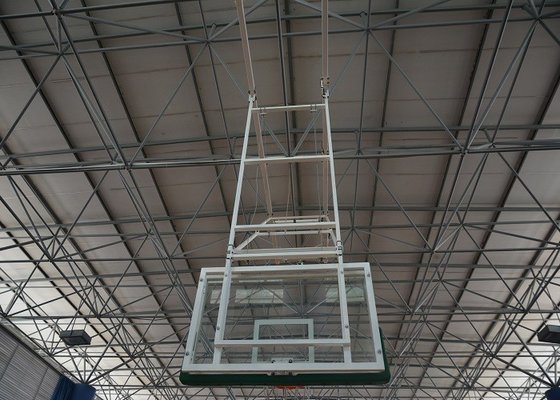 Retractable Ceiling Mounted Basketball Goals Electronic For Indoor Match