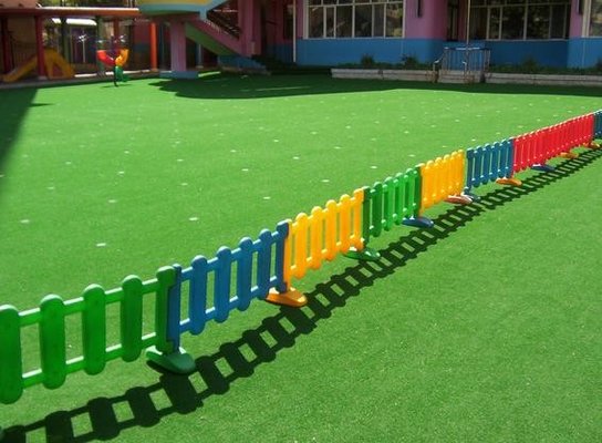 Green Artificial Turf Grass For Kindergarten / Artificial Lawn Grass Customized