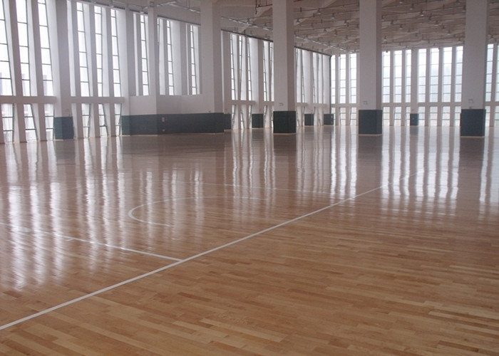 Flat Solid Sports Wooden Flooring , Natural Maple Basketball Court Wood Flooring