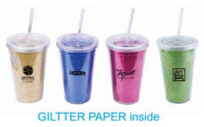 Plastic cup  double straw cup