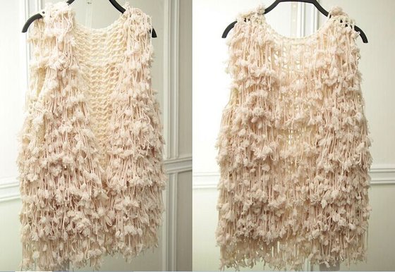 Chaleco sin mangas de las franjas de la ropa del ganchillo de las franjas de la moda