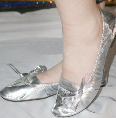 Zapatos de la danza de vientre de la PU con oro Shinning o únicos zapatos suaves plegables de plata