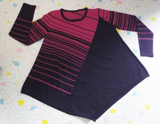 Suéteres para mujer del jersey de la raya del jersey de la moda de los suéteres del dobladillo diagonal de la extensión