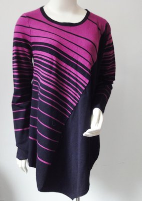 Suéteres para mujer del jersey de la raya del jersey de la moda de los suéteres del dobladillo diagonal de la extensión