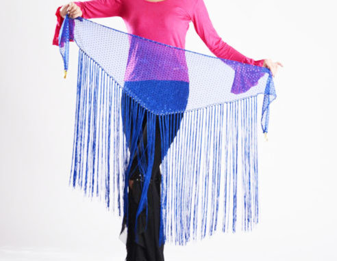 La bufanda Shinning de la cadera de las lentejuelas para la danza del vientre/franja de largo las bufandas de la cadera de la danza de vientre