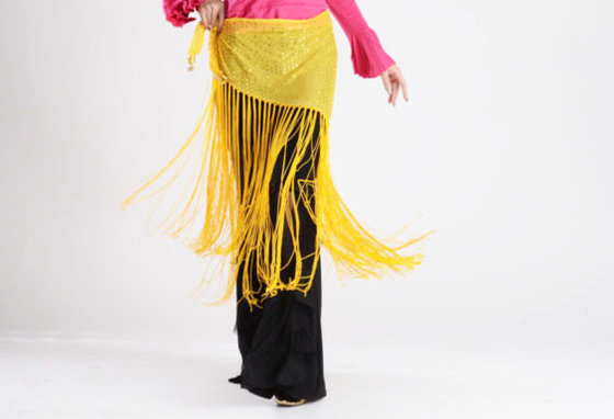 La bufanda Shinning de la cadera de las lentejuelas para la danza del vientre/franja de largo las bufandas de la cadera de la danza de vientre