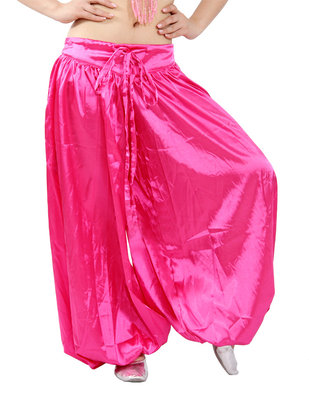 La danza de vientre elástica del harén del satén jadea, los pantalones rosa, color negro del harén de la danza del vientre