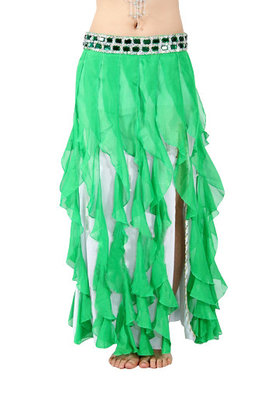 Dos faldas tribales elegantes de la danza de vientre de la gasa de los cristales de la fila para las mujeres