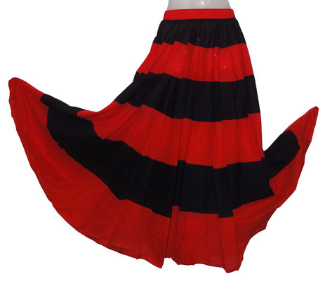 La danza de vientre cottongypsy de las rayas del contraste bordea la tela clásica de la combinación de color negro y rojo