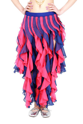 Chiffon contrast frill belly dance skirts two color  For Stage Performance Show