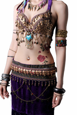 Brown, negro, leopardo que la danza de vientre tribal jadea el sujetador, correa fija/los trajes egipcios de la danza de vientre