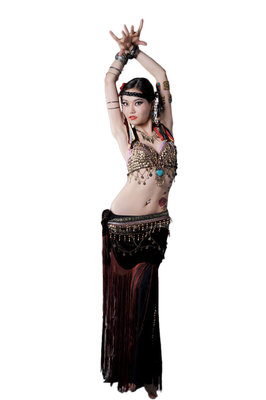 Brown, negro, leopardo que la danza de vientre tribal jadea el sujetador, correa fija/los trajes egipcios de la danza de vientre