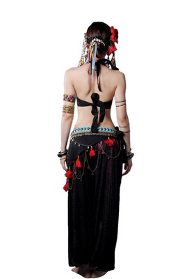 Efectúe los trajes tribales de la danza de vientre del funcionamiento para las mujeres con las borlas
