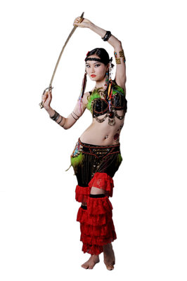 Ropa tribal hermosa atractiva de la danza de vientre, trajes de las bailarinas de la danza del vientre para entrenar