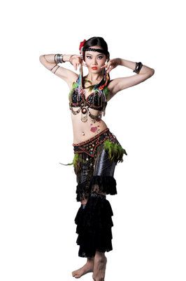 Ropa tribal hermosa atractiva de la danza de vientre, trajes de las bailarinas de la danza del vientre para entrenar