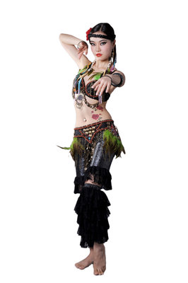 Ropa tribal hermosa atractiva de la danza de vientre, trajes de las bailarinas de la danza del vientre para entrenar