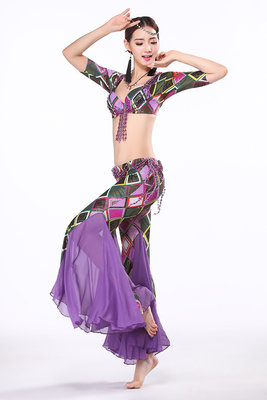 Top y pantalones coloridos suaves de la bailarina de la danza del vientre de los trajes de la práctica de la danza de vientre