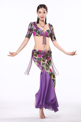 Top y pantalones coloridos suaves de la bailarina de la danza del vientre de los trajes de la práctica de la danza de vientre