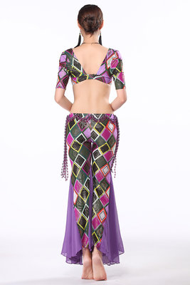 Top y pantalones coloridos suaves de la bailarina de la danza del vientre de los trajes de la práctica de la danza de vientre