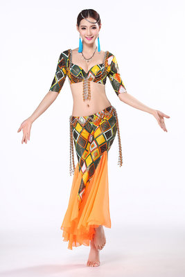 Top y pantalones coloridos suaves de la bailarina de la danza del vientre de los trajes de la práctica de la danza de vientre