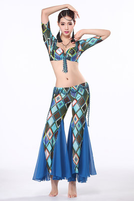 Top y pantalones coloridos suaves de la bailarina de la danza del vientre de los trajes de la práctica de la danza de vientre