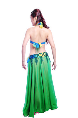 Los trajes profesionales moldeados shinning de la danza de vientre del teñido anudado con las hebillas del círculo diseñan