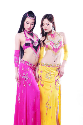 5pc de clase superior fijó los trajes rosados profesionales atractivos de la danza de vientre para el adulto
