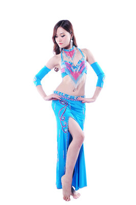 5pc de clase superior fijó los trajes rosados profesionales atractivos de la danza de vientre para el adulto