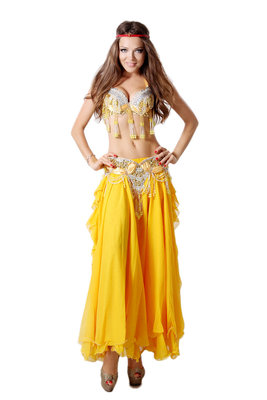 Trajes profesionales de la danza de vientre con los diamantes suaves y la tela de satén cómoda