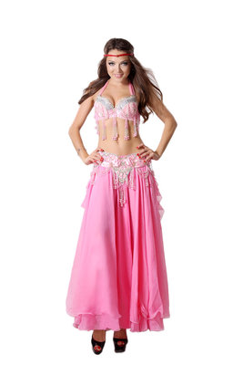 Trajes profesionales de la danza de vientre con los diamantes suaves y la tela de satén cómoda