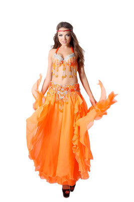 Trajes profesionales de la danza de vientre con los diamantes suaves y la tela de satén cómoda
