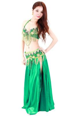 Trajes profesionales magníficos atractivos de la danza del vientre con el OEM moldeado de las franjas